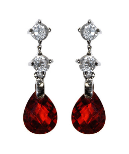 Malia Garnet Red Crystal drop earrings | Anna Bellagio